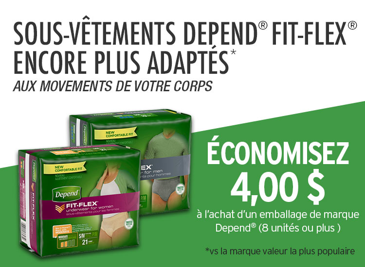 Depend - Économisez 4,00 $ - Cadeaux Gratuits